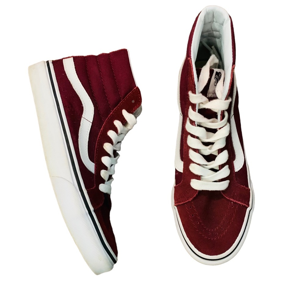 Vans Hightop Skateboard Shoe Maroon & White 6 Wms - Gem